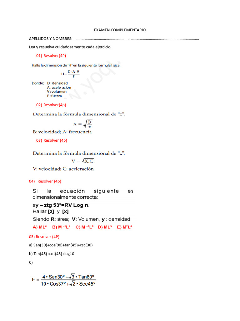Examen Complementario | PDF