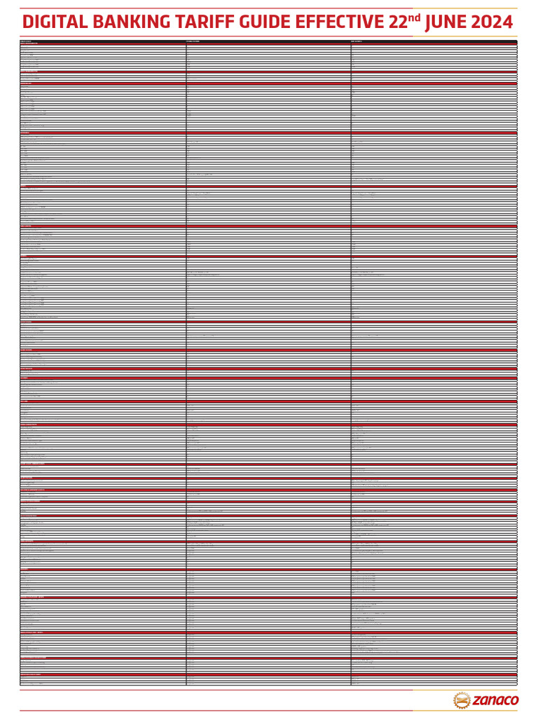 Zanaco Digital Banking Tariff Guide June 2024 | PDF | Cheque ...