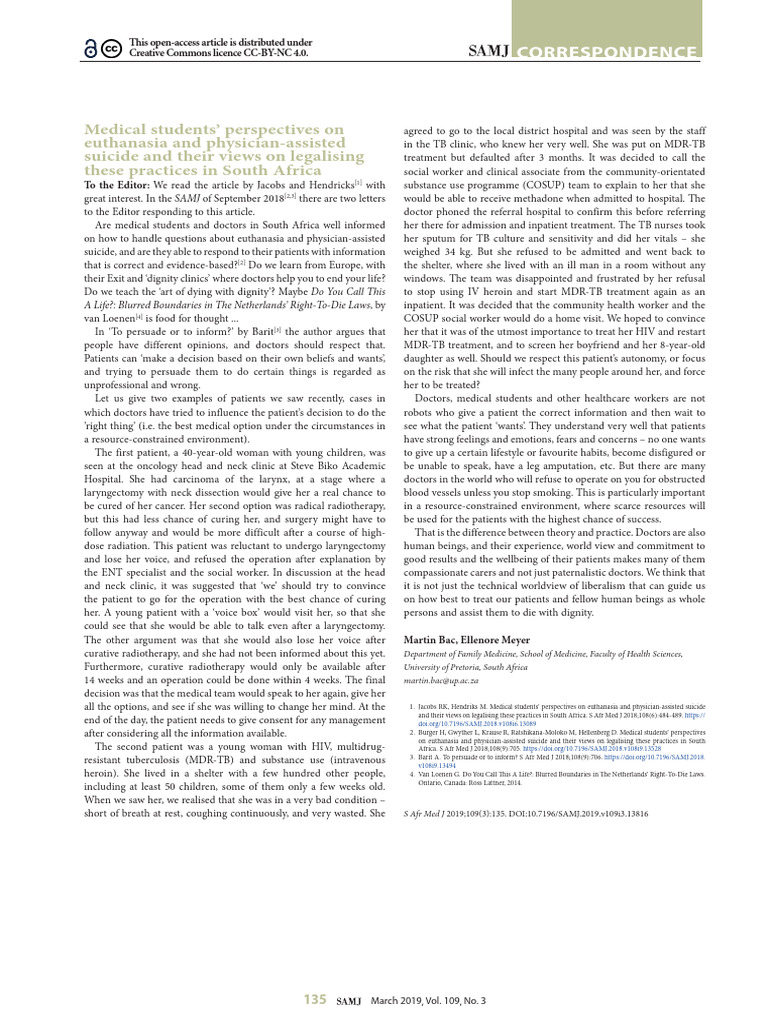 Medical Students on Euthanasia in SA | PDF | Radiation Therapy | Patient