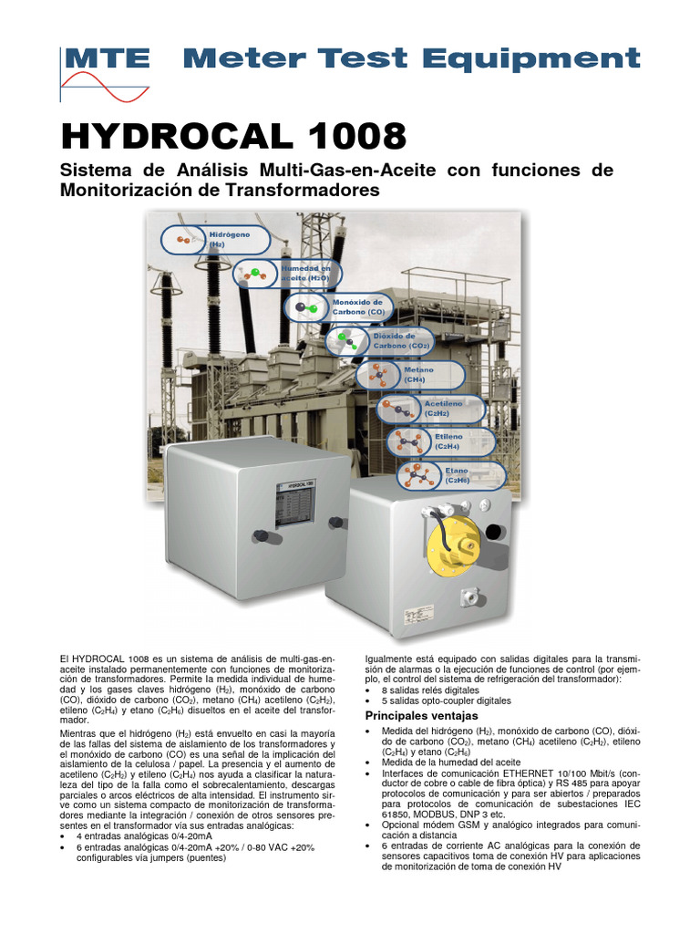 Sistema HYDROCAL 1008 para Monitorización de Transformadores | PDF ...