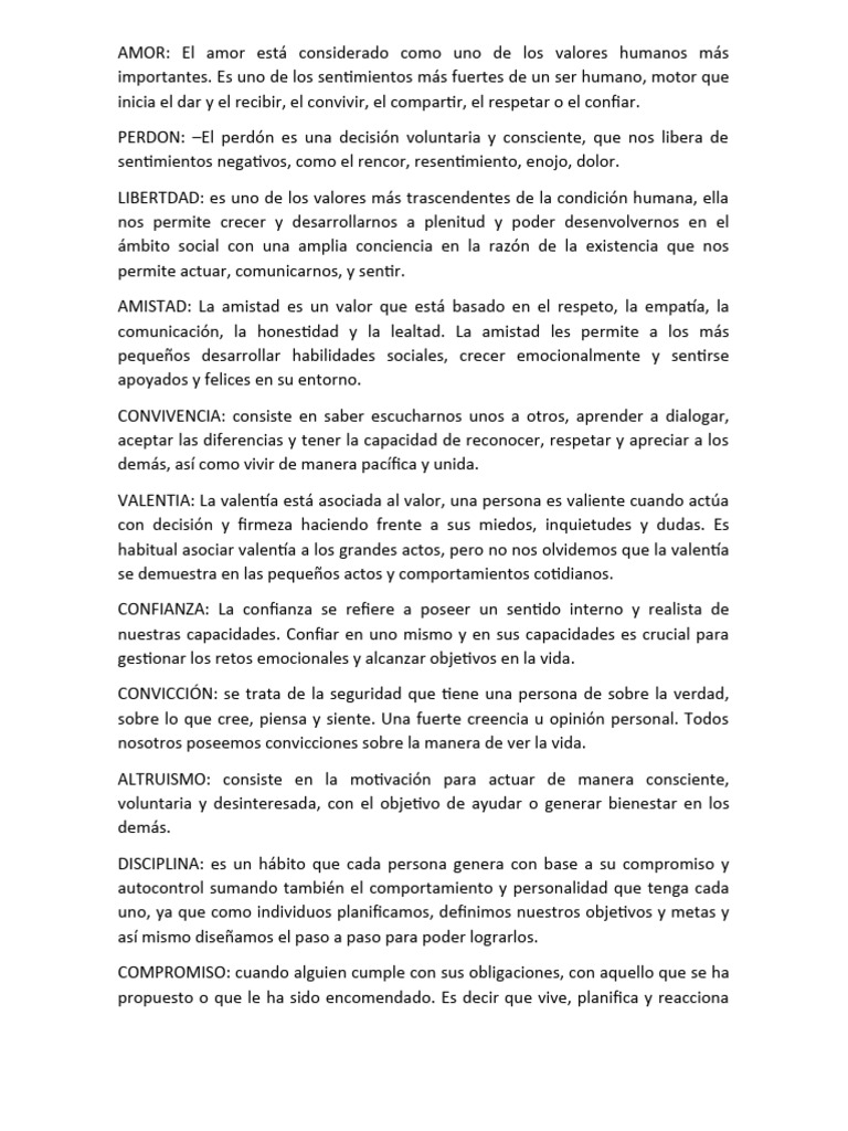 20 VALORES CON IMAGEN | Descargar gratis PDF | Sabiduría | Valor