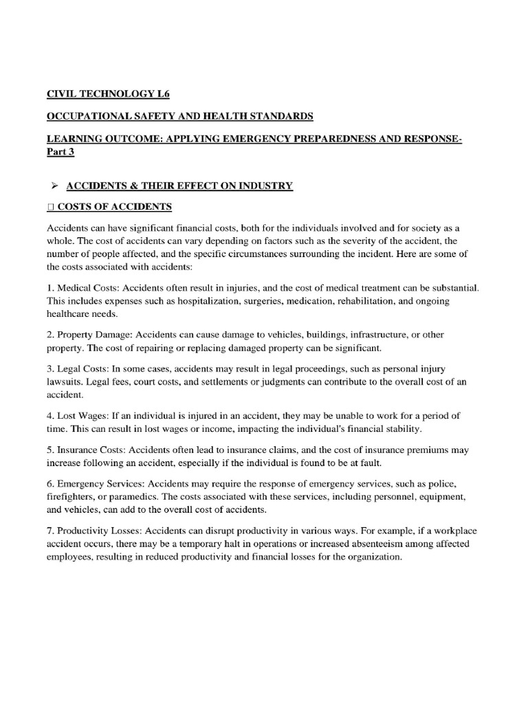 Oshs-Emergency Prepardness - Part 3 - Effects of Accidents | PDF