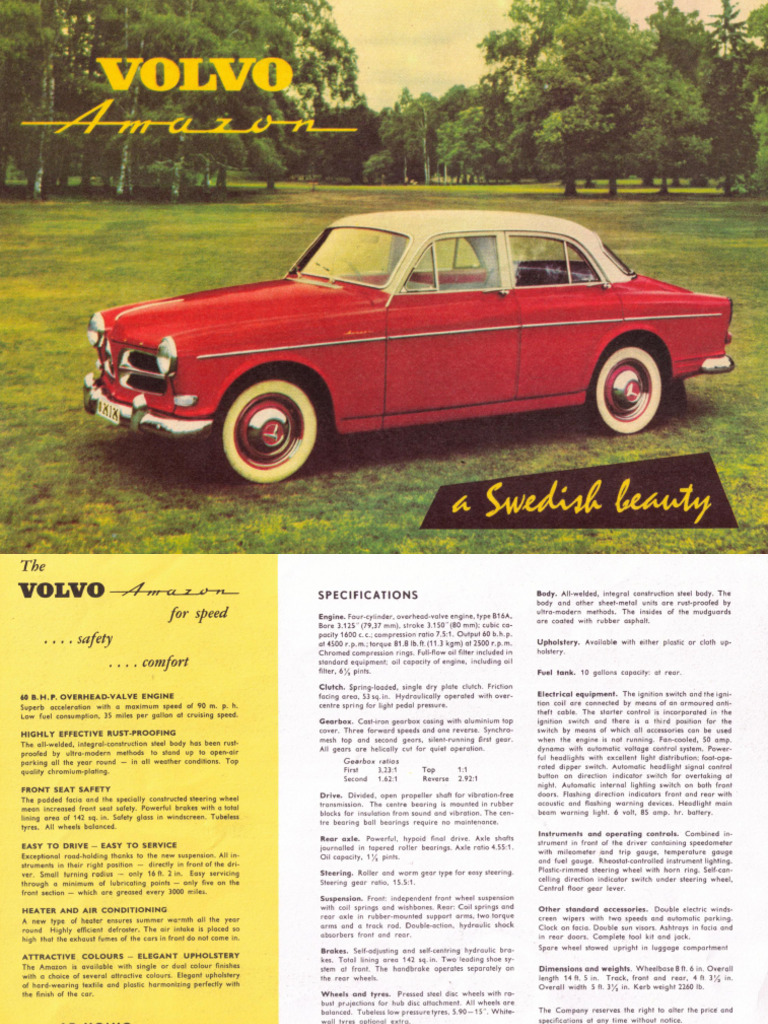 Volvo 120 Series 1957 UK | PDF