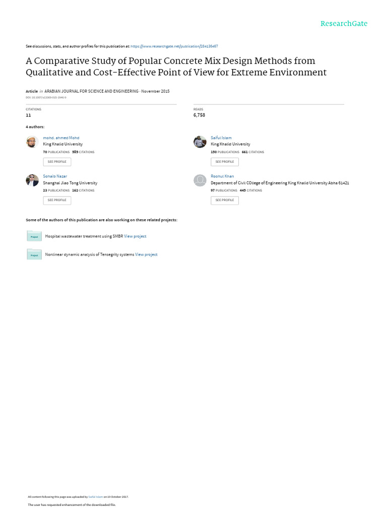 A Comparative Study of Popular Concrete Mix Design Methods | PDF | Concrete | Construction Aggregate