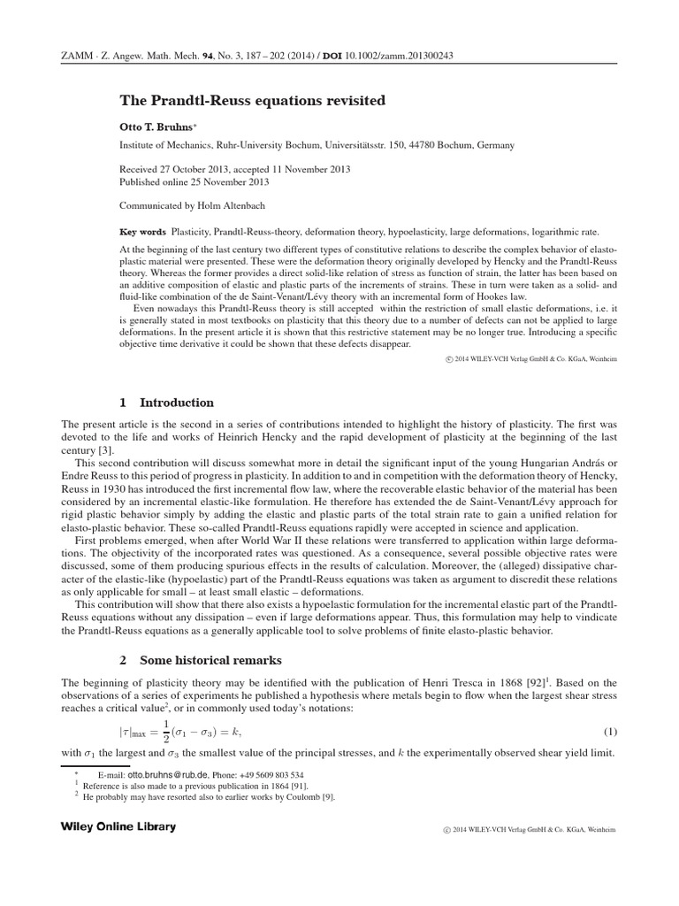 Revisiting Prandtl-Reuss Equations | PDF | Deformation (Engineering ...