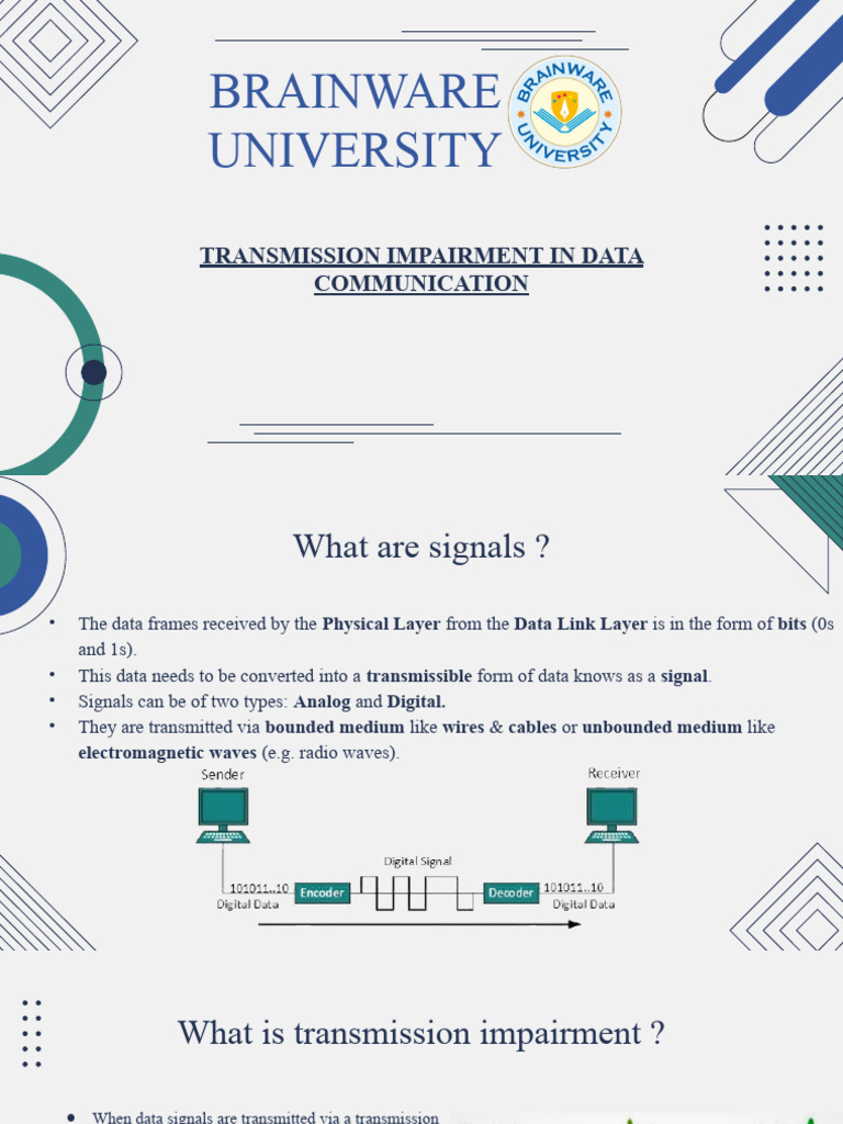 Transmission Impairment in Data Communication | PDF | Transmission Medium | Attenuation