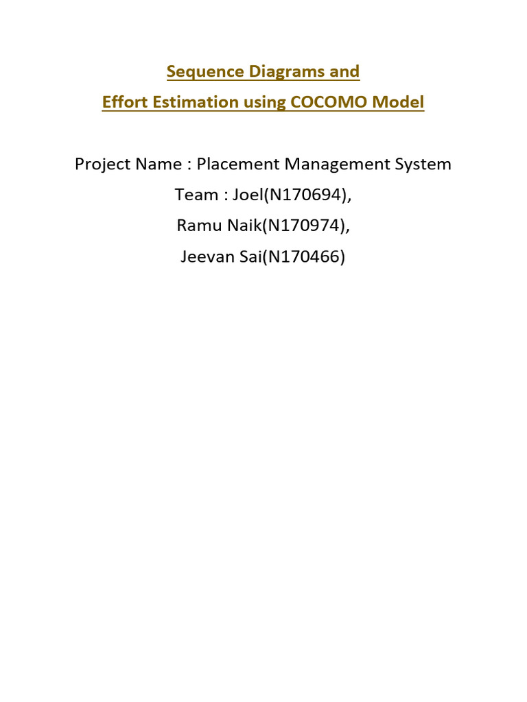 Sequence Diagrams and Effort Estimation Using COCOMO Model | PDF