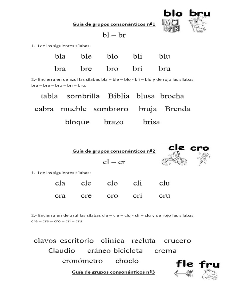Guía de Grupos Consonánticos 2º | PDF | Artes del Lenguaje y ...