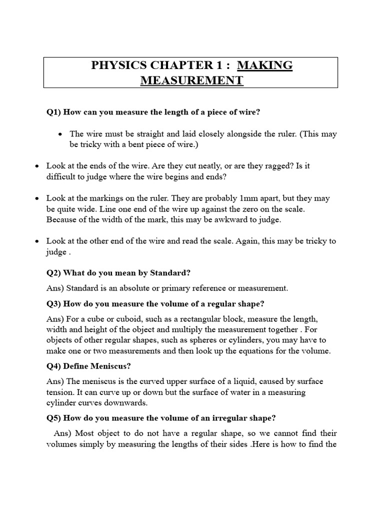 PHYSICS CHAPTER 1 NOTES (4) | Download Free PDF | Density | Volume