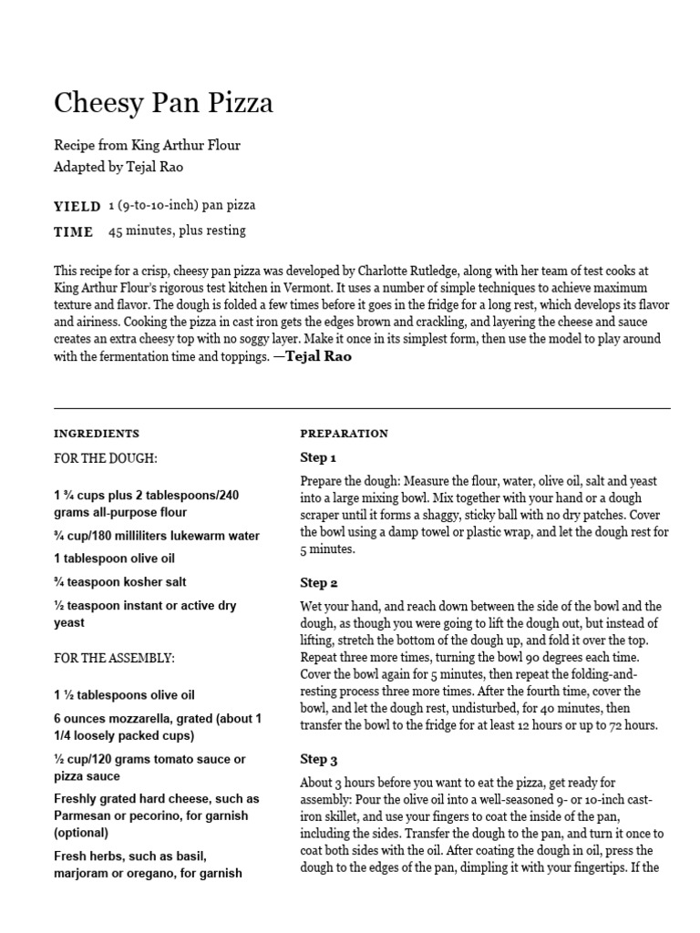 Cheesy Pan Pizza Recipe | PDF | Pizza | Teaspoon