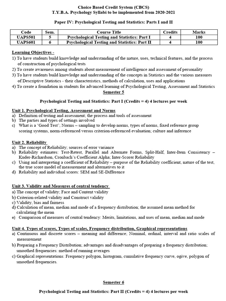 TYBA All Psychology Papers Syllabi 2020-21-1 | PDF | Mental Disorder ...