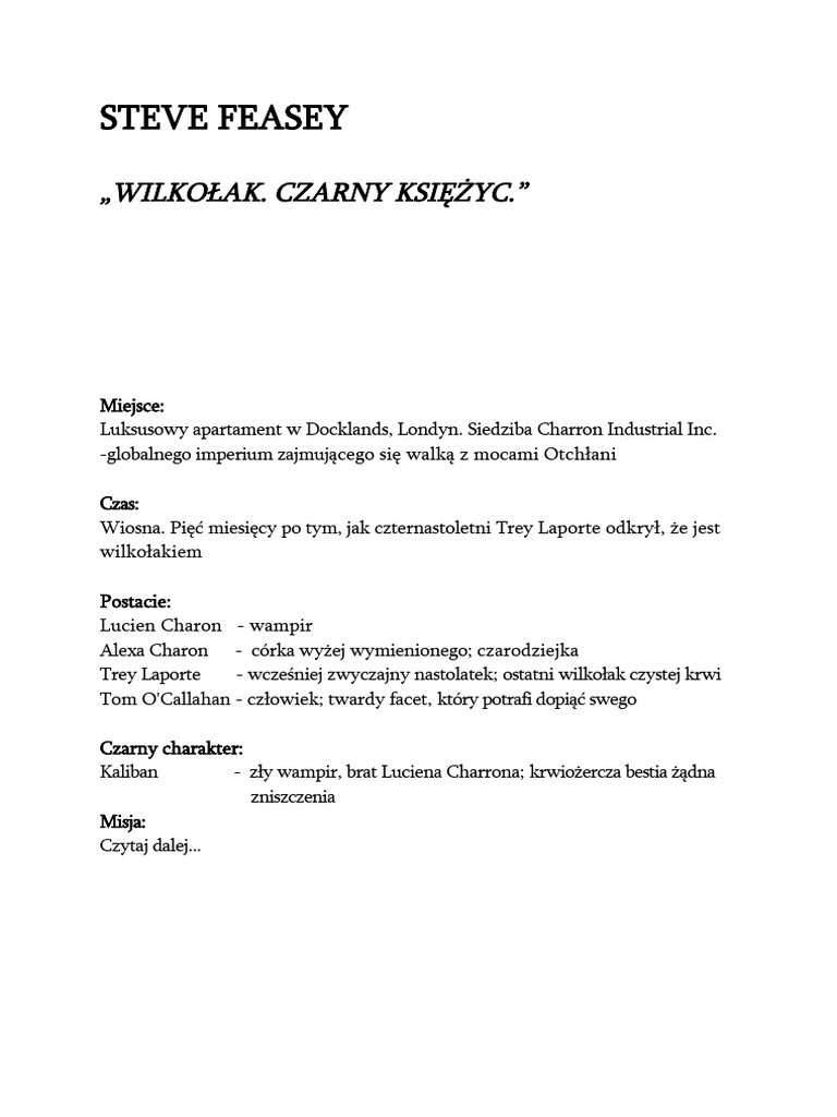 Feasey Steve - Wilkolak Tom 2 - Czarny Ksiezyc | PDF