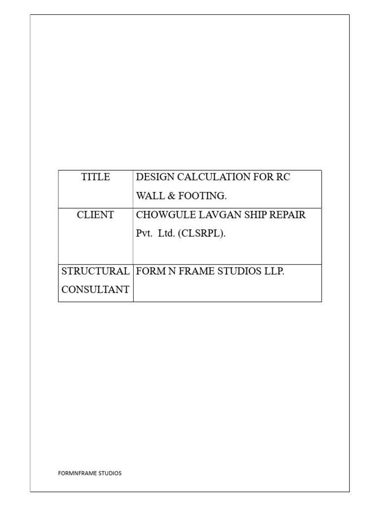 RC WALL & FOOTING DESIGN CALCULATION | PDF | Bending | Concrete