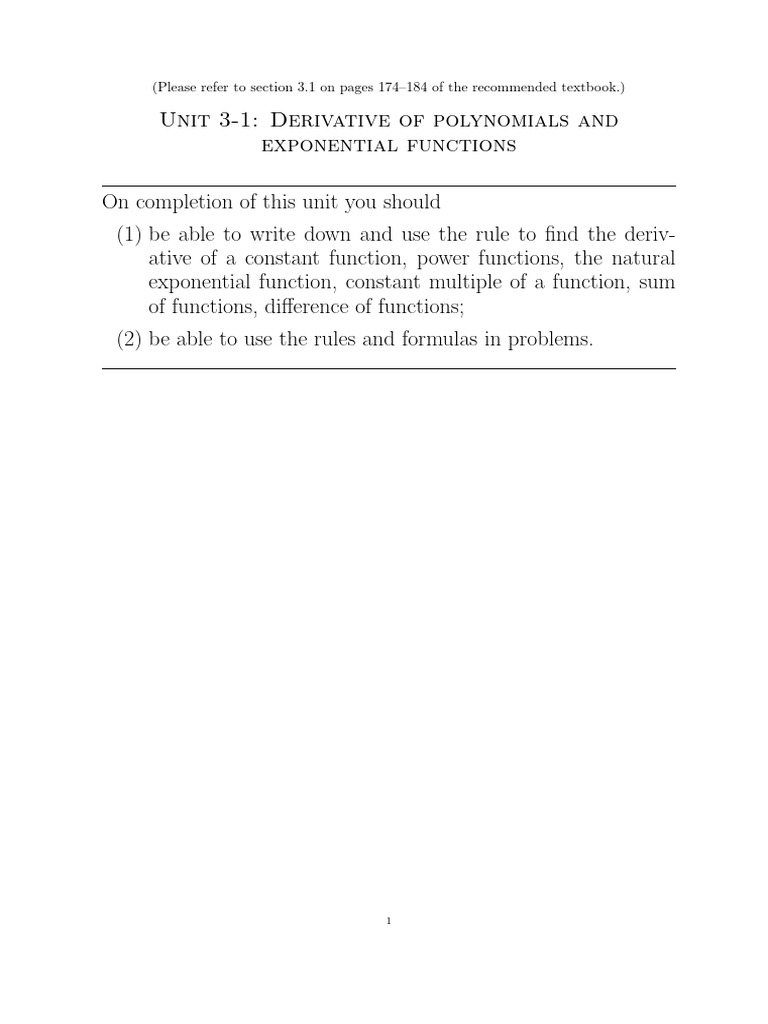 Derivatives of Polynomial and Exponential Functions | PDF | Derivative | Function (Mathematics)