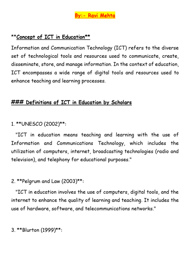 203 Sesional ICT Concept Amd Its Role in Preparing TLM | PDF ...