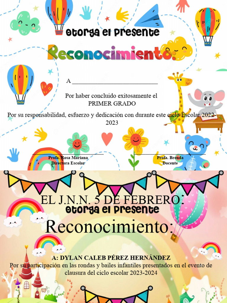 Reconocimientos Escolares J.N.N. 5 de Febrero | PDF | Etapas educativas | Educación de la ...