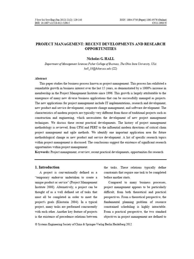 Project Management Recent Developments A | PDF | Project Management ...