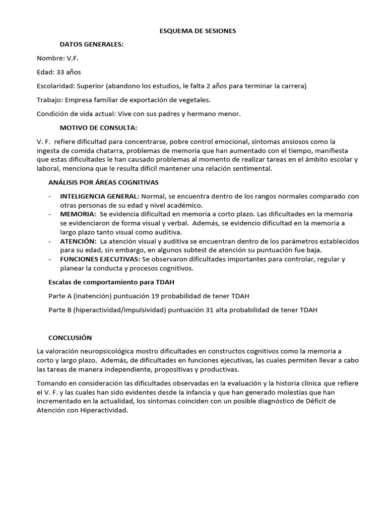 Modelo 12 Sesiones | PDF | Desorden hiperactivo y deficit de atencion | Memoria