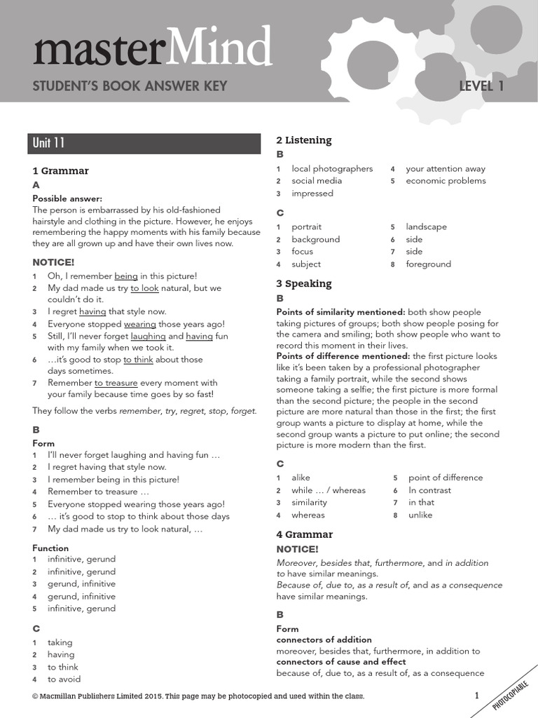 MM 1 - Students Book Unit 11 Answers | PDF | Linguistics | Human ...