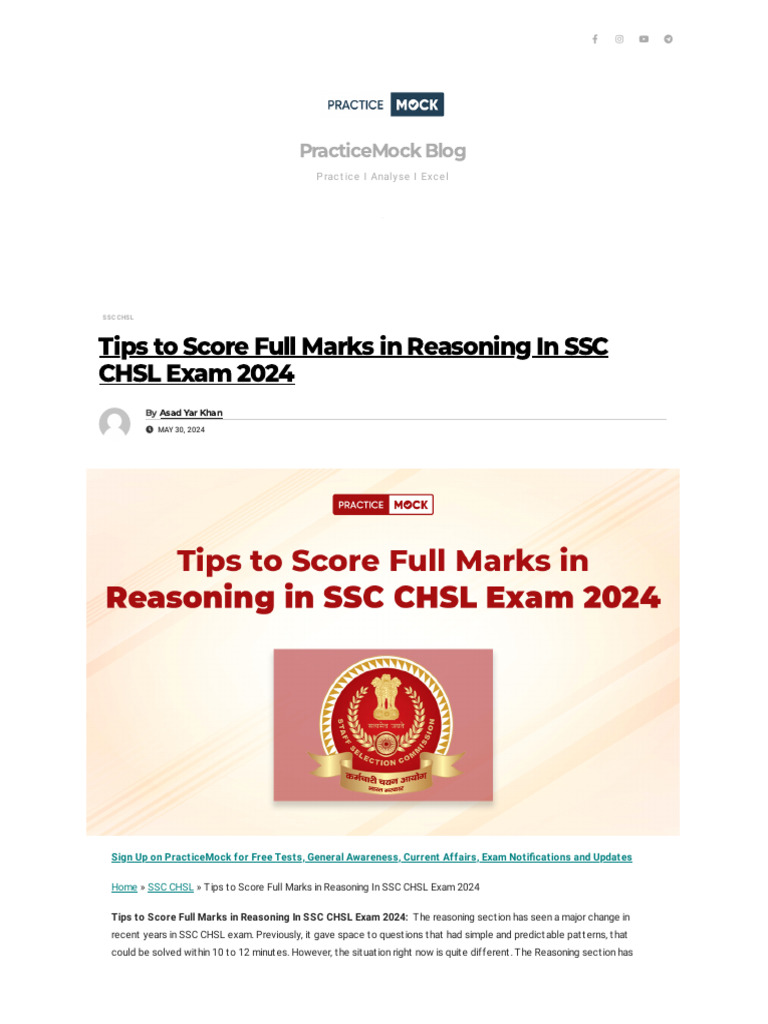 Tips for Full Marks in SSC CHSL Reasoning | PDF | Reason