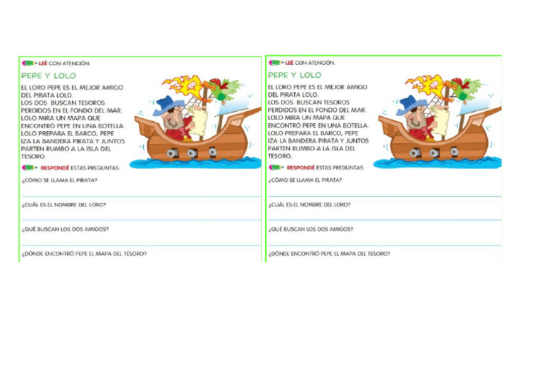 Comprension de Lectura Pirata | PDF
