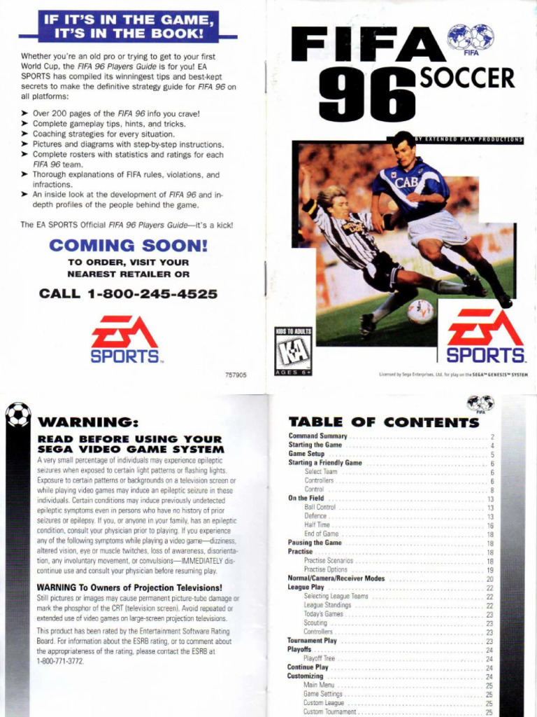 Fifa 96 MD Us Manual | PDF