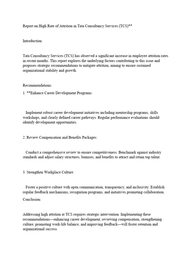 TCS Employee Attrition Report & Solutions | PDF