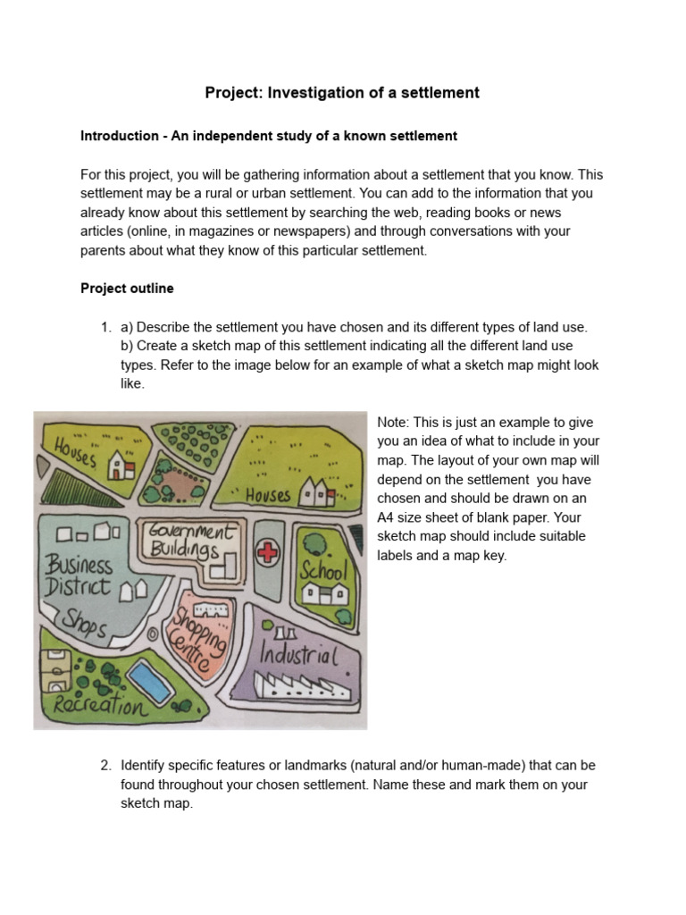 Project Investigation Of A Settlement Google Docs Pdf Land Use