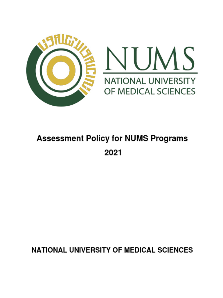 NUMS Assessment Policy Overview 2021 | PDF | Thesis | Educational ...