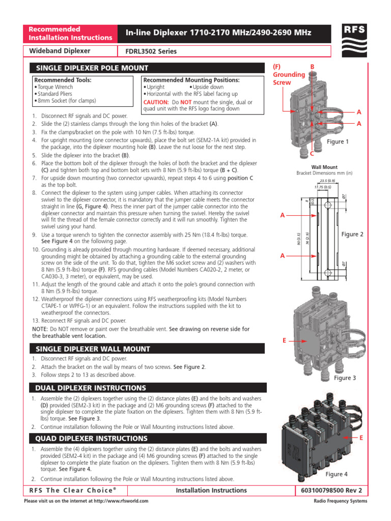 Fdrl3502 Installation Rev2 | PDF | Screw | Electrical Connector