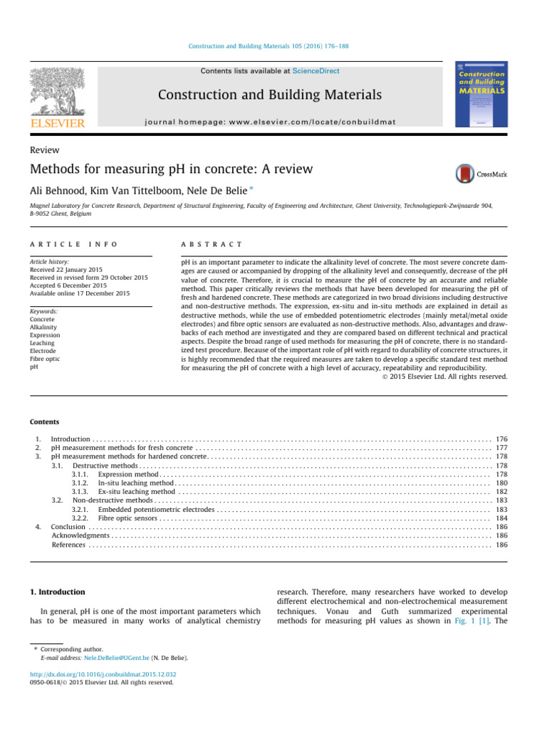 Concrete pH Measurement Methods | PDF | Ph | Concrete