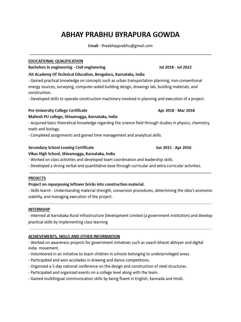 Civil Engineering Graduate Profile | PDF | Business | Art