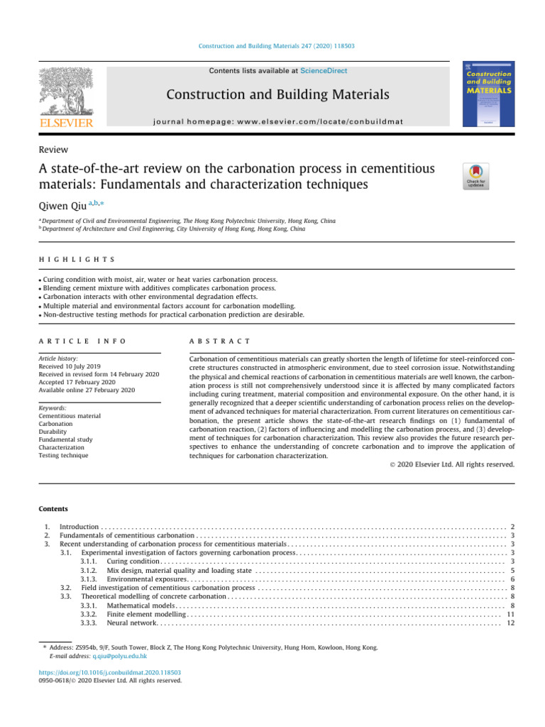 Cement Carbonation Insights | PDF | Cement | Concrete