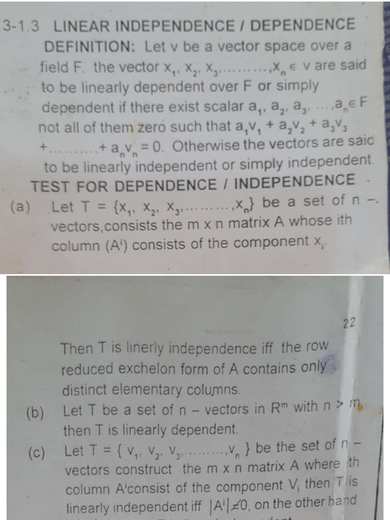LECTURE 2 Linear Independence - Dependence | PDF