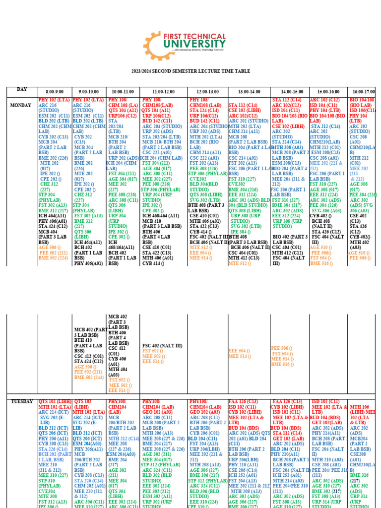 2023.2024 Second Semester Time Table Updated1!2!102025 | PDF 2023.2024 Second Semester Time Table Updated1!2!102025 | PDF