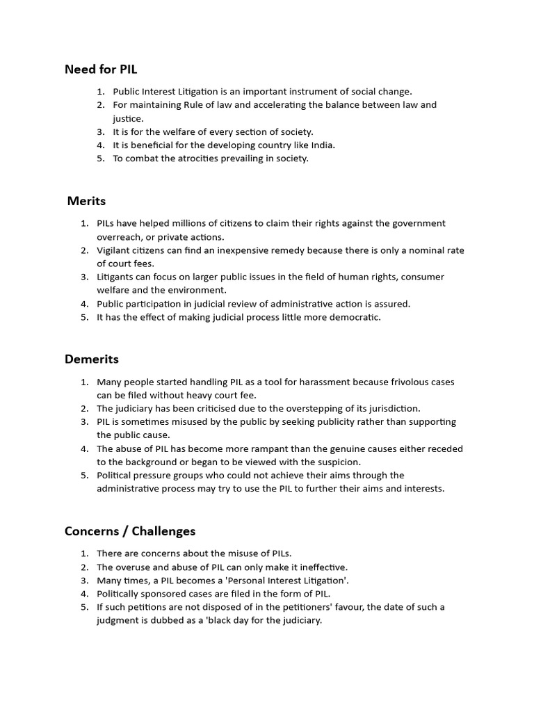 Need for PIL | PDF | Lawsuit | Common Law