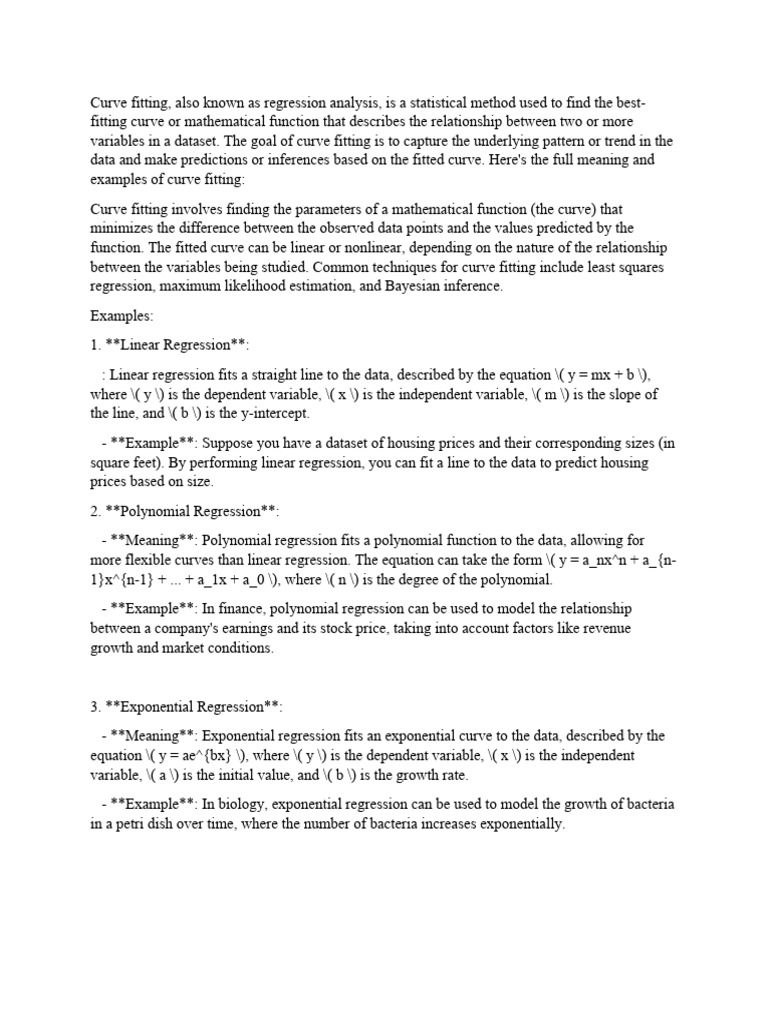 Curve Fitting Numerical206 | PDF | Regression Analysis | Logistic Regression