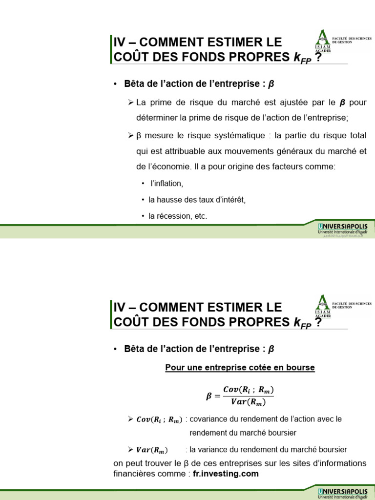 Estimation du Coût des Fonds Propres | PDF | Prêts | Obligation (Finance)