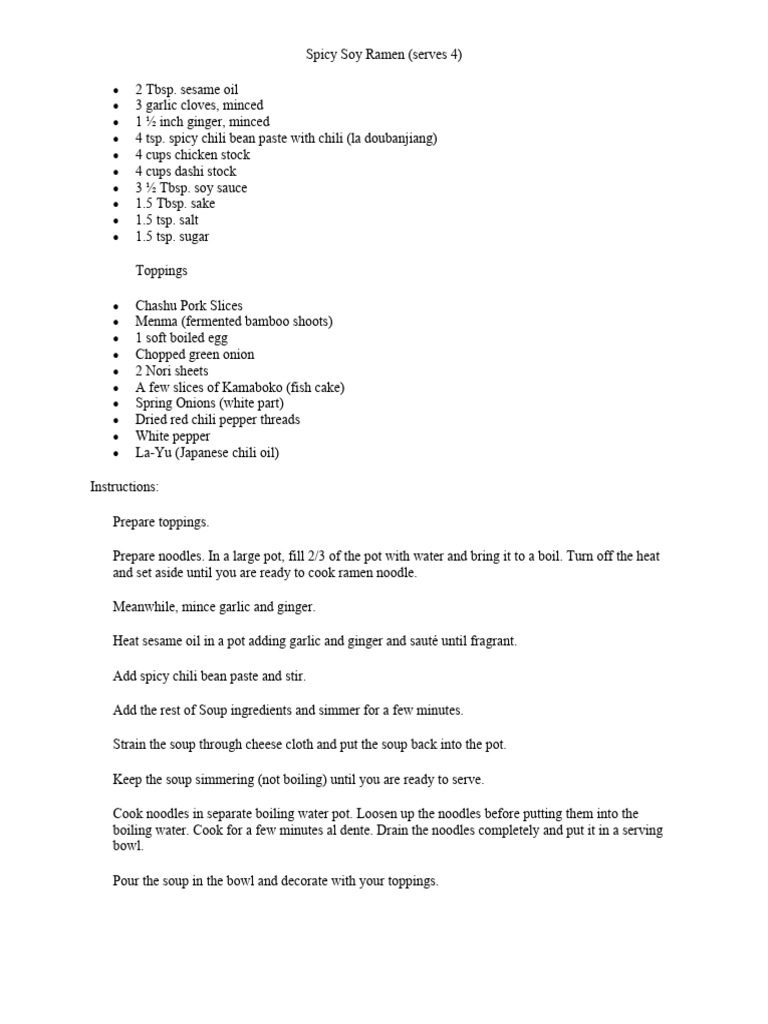 Spicy Soy Ramen | PDF