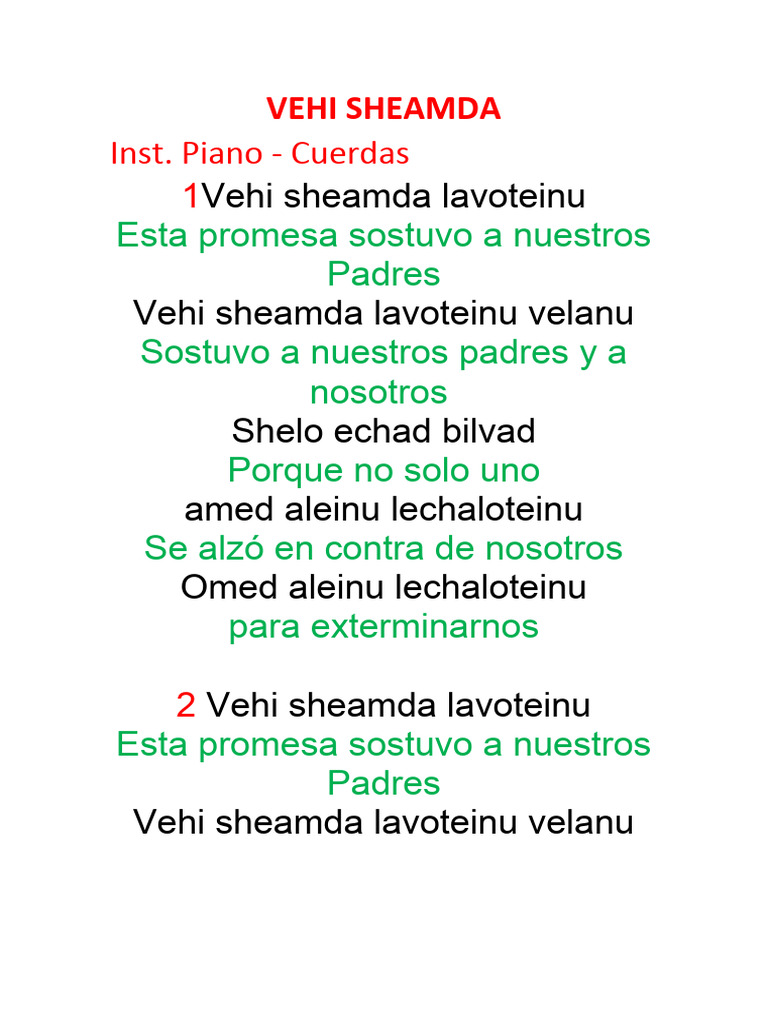 Inst. Piano - Cuerdas 1: Vehi Sheamda Lavoteinu | PDF | Movimientos ...
