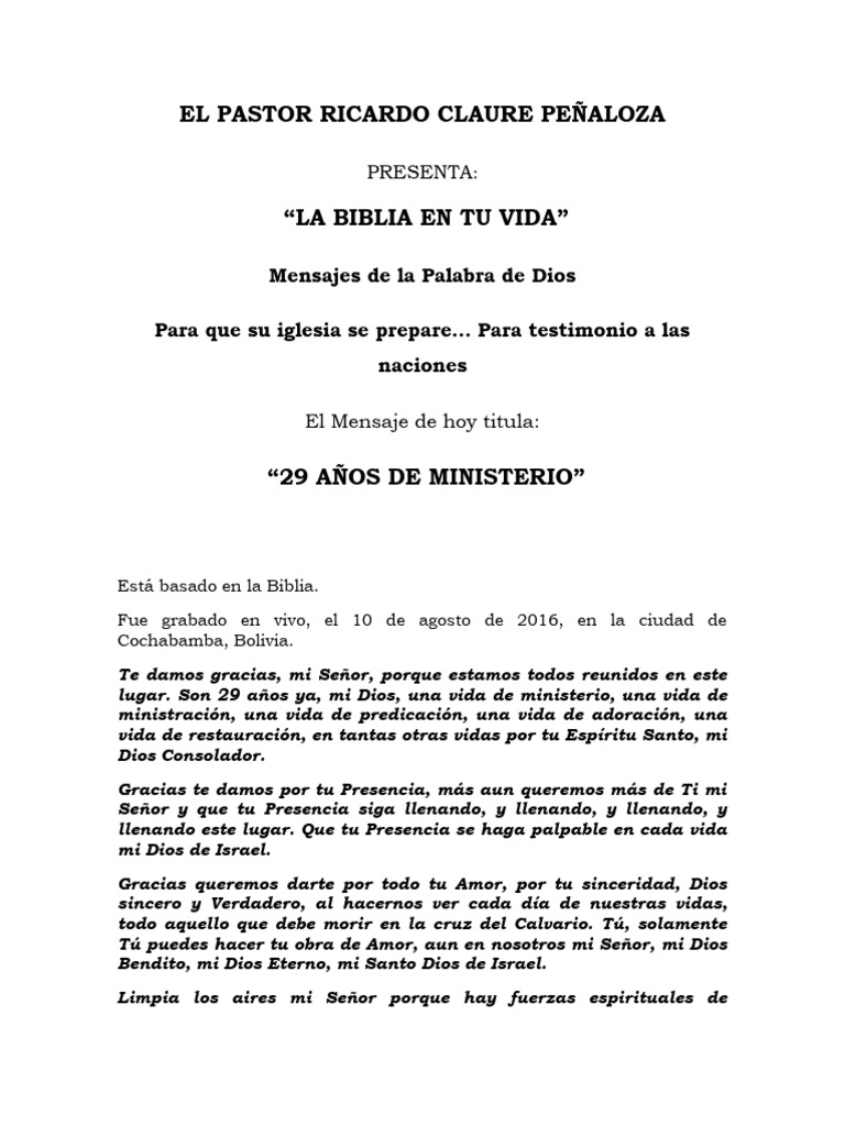 29 Años de Ministerio y Adoración | PDF | Oración | Amor