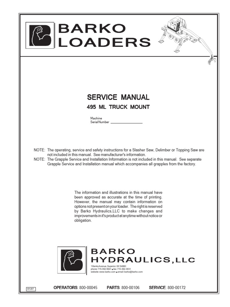 Barko 495ML Loader Service Manual | PDF | Pump | Mechanical Engineering