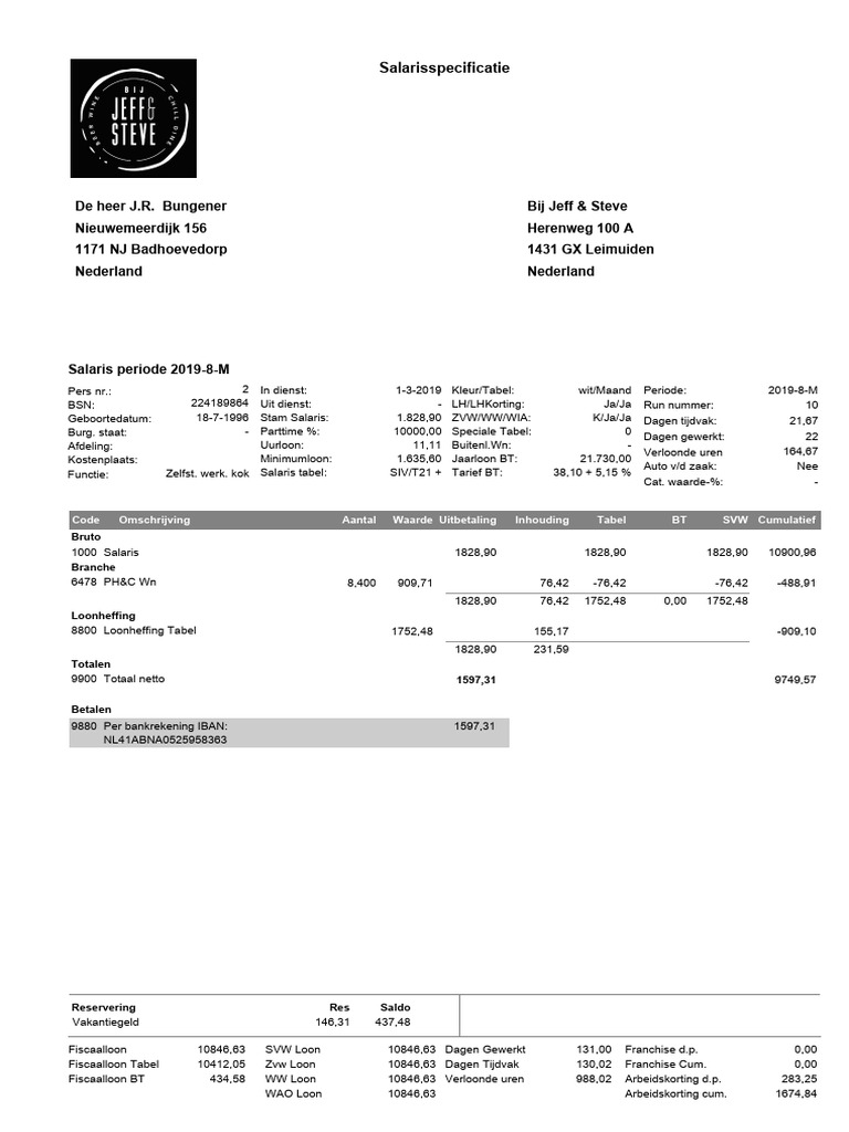 Loonstroken 2019 PersNr 2 Bungener P8 | PDF