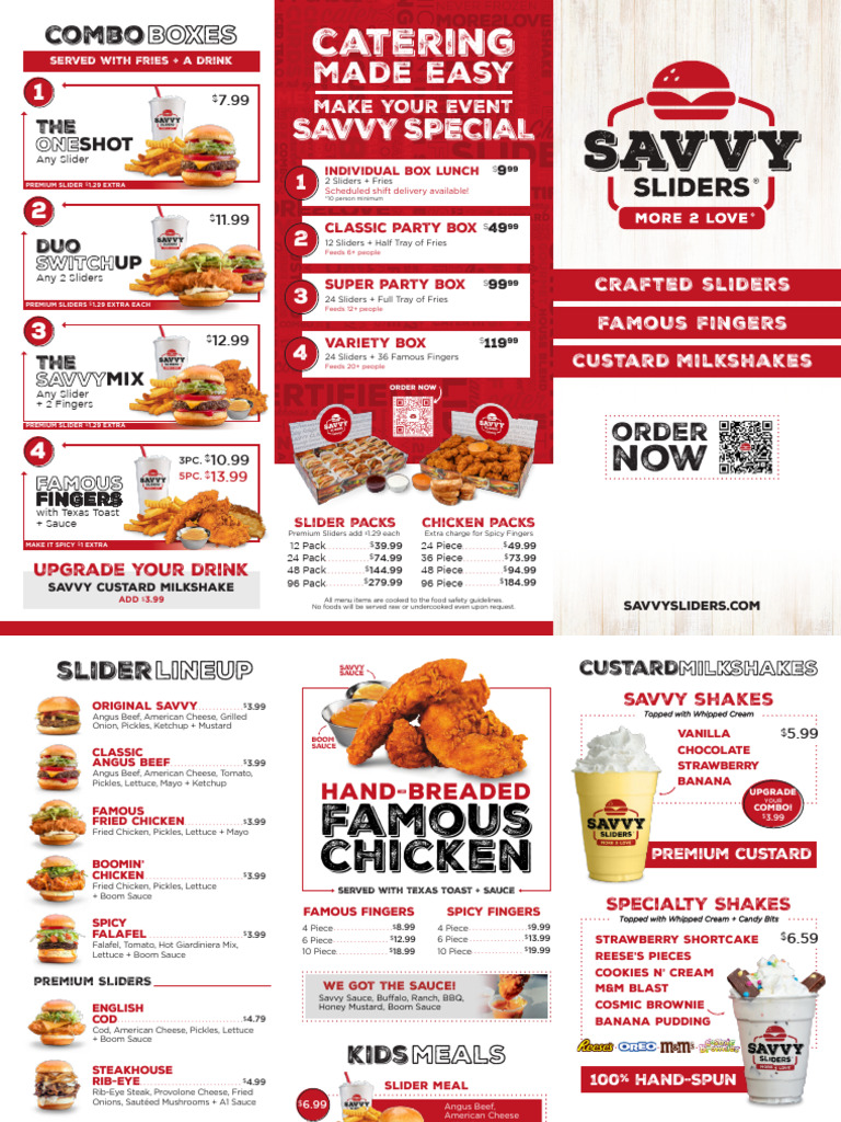 Savvy Sliders Menu and Pricing Guide | PDF | Sauce | Ketchup