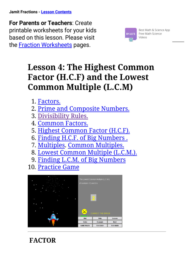 The Highest Common Factor (HCF) and The Lowest Common Multiple (LCM) . | PDF | Numbers ...