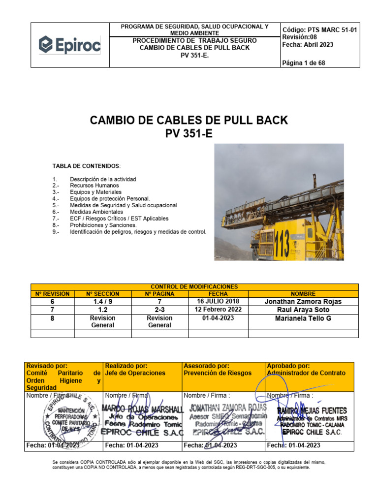 PTS Marc 51 Cambio de Cables de Pull Back | PDF | Seguridad y salud ...
