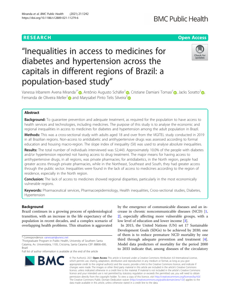 Inequalities in Access To Medicines For Diabetes A | PDF | Non ...
