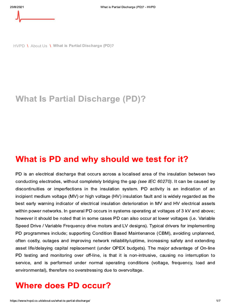 What Is Partial Discharge (PD) - HVPD | PDF