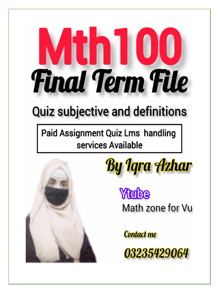 Mth100 Final Term by Iqra Azhar | PDF | Level Of Measurement | Set (Mathematics)