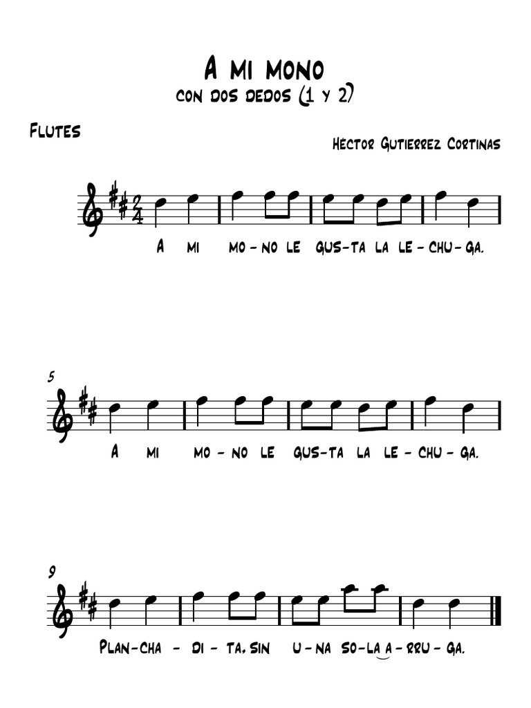 Flute Sheet Music for "A Mi Mono" | PDF
